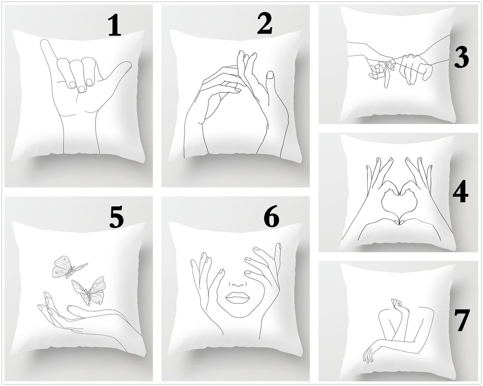 White Stick Figure Pillow Covers 16 X 16 18 X 18 20 X - Etsy