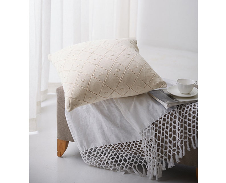 Cream Knitted Pillow Covers 20 x 20Throw Pillow Casesfor | Etsy