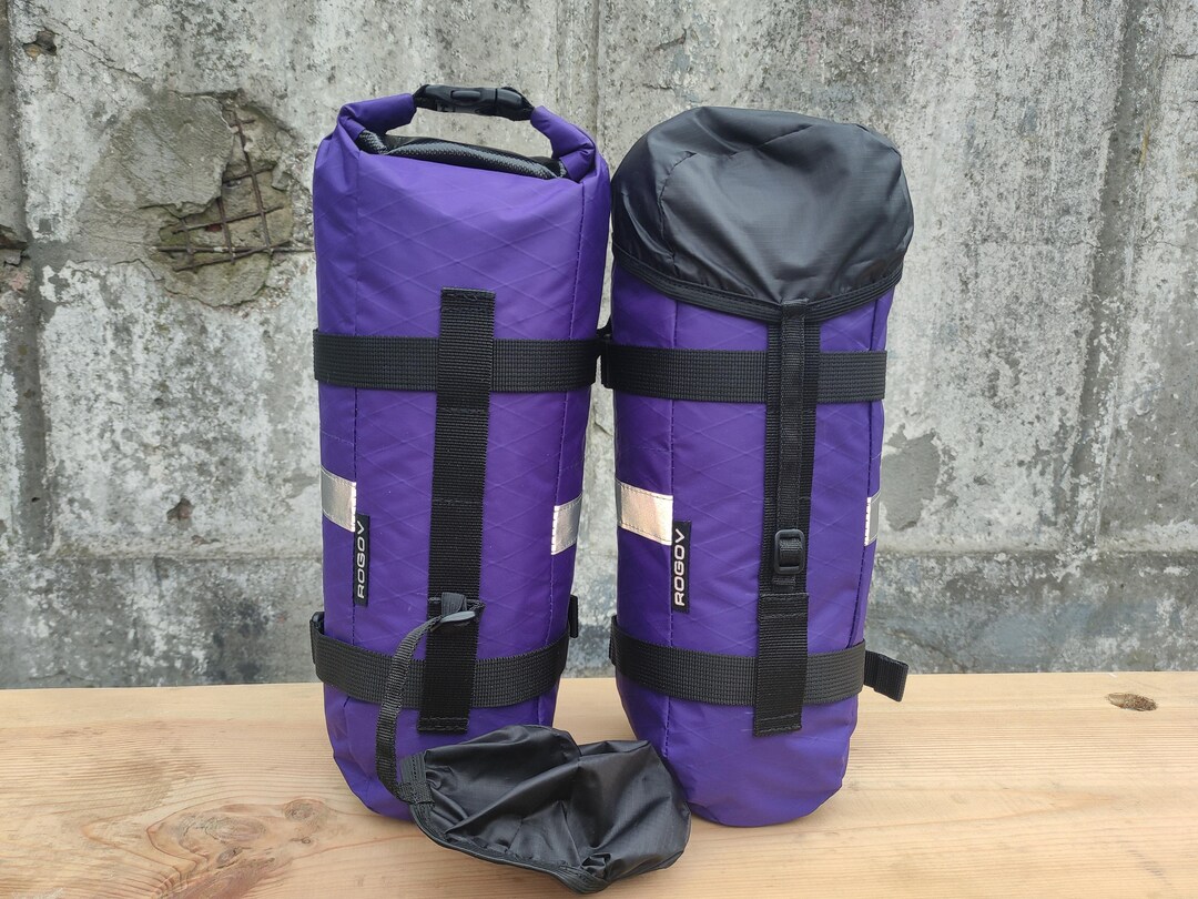 Waterproof Bikepacking Fork Bag (pair): 5L Purple Bicycle Travel ...