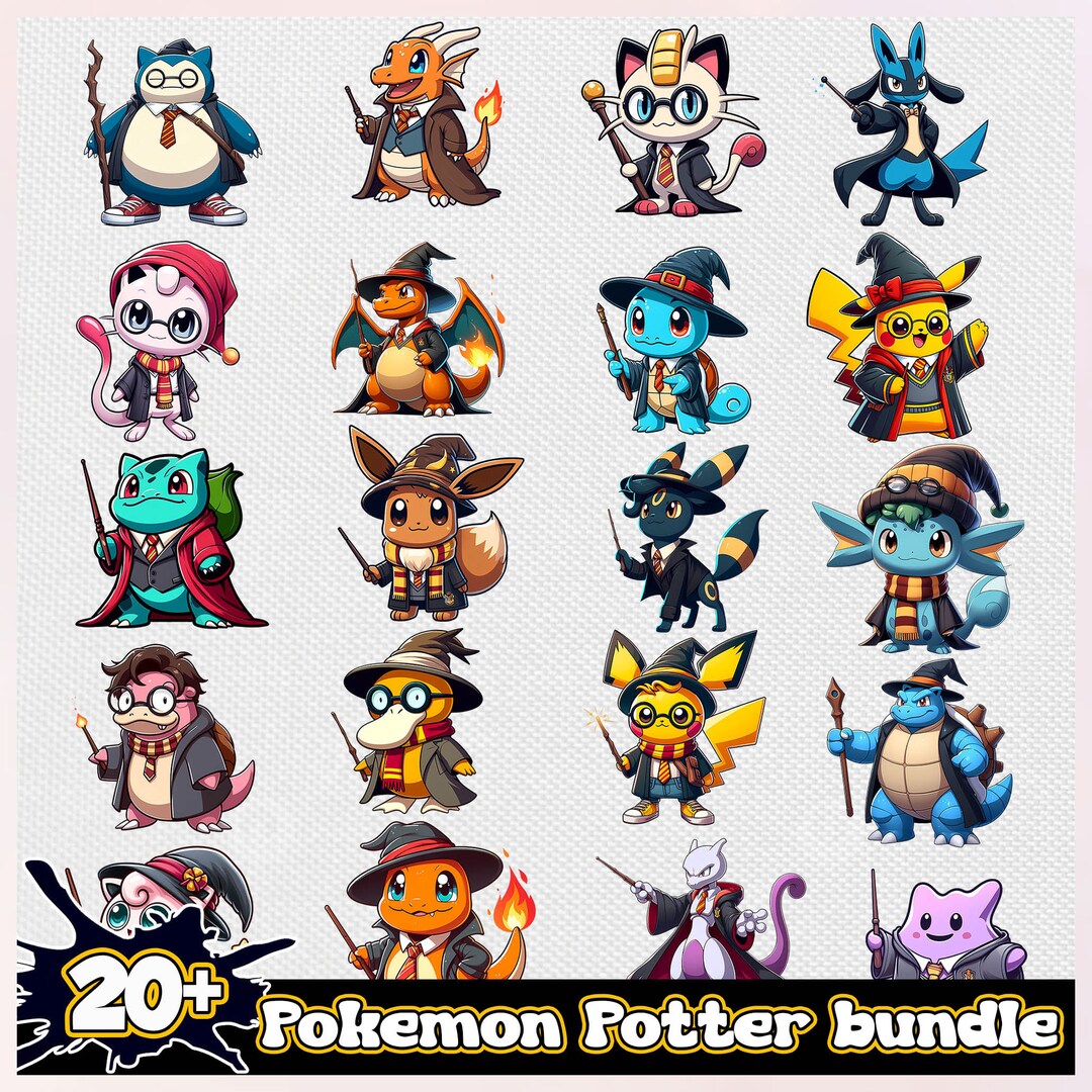 New Pokemon Potter Png Bundle, Wizard Pokemon School Clipart, Magic ...