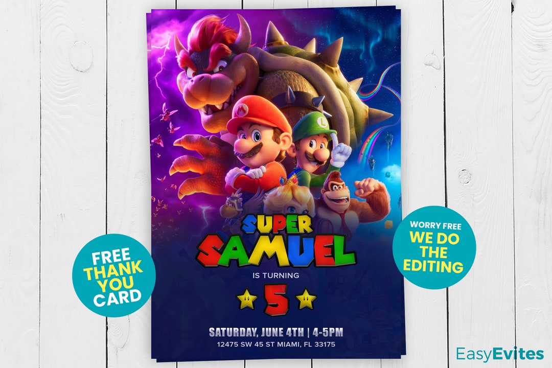 Super Mario Birthday Party Invitation, Party, Invite, Printable ...