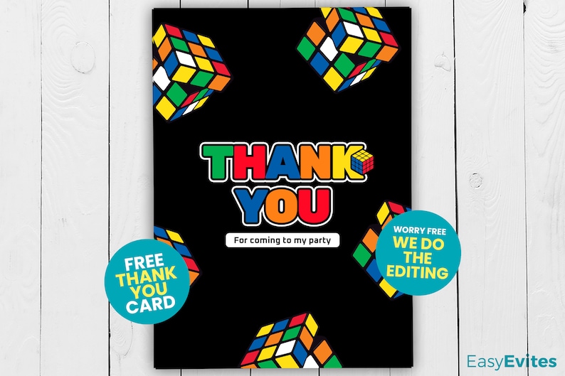 Rubik's Cube Digital Birthday Invitation - Etsy