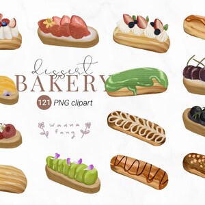 Watercolor Bread and Bakery Clipart, Cake, Cupcake, Breads, Donut ...