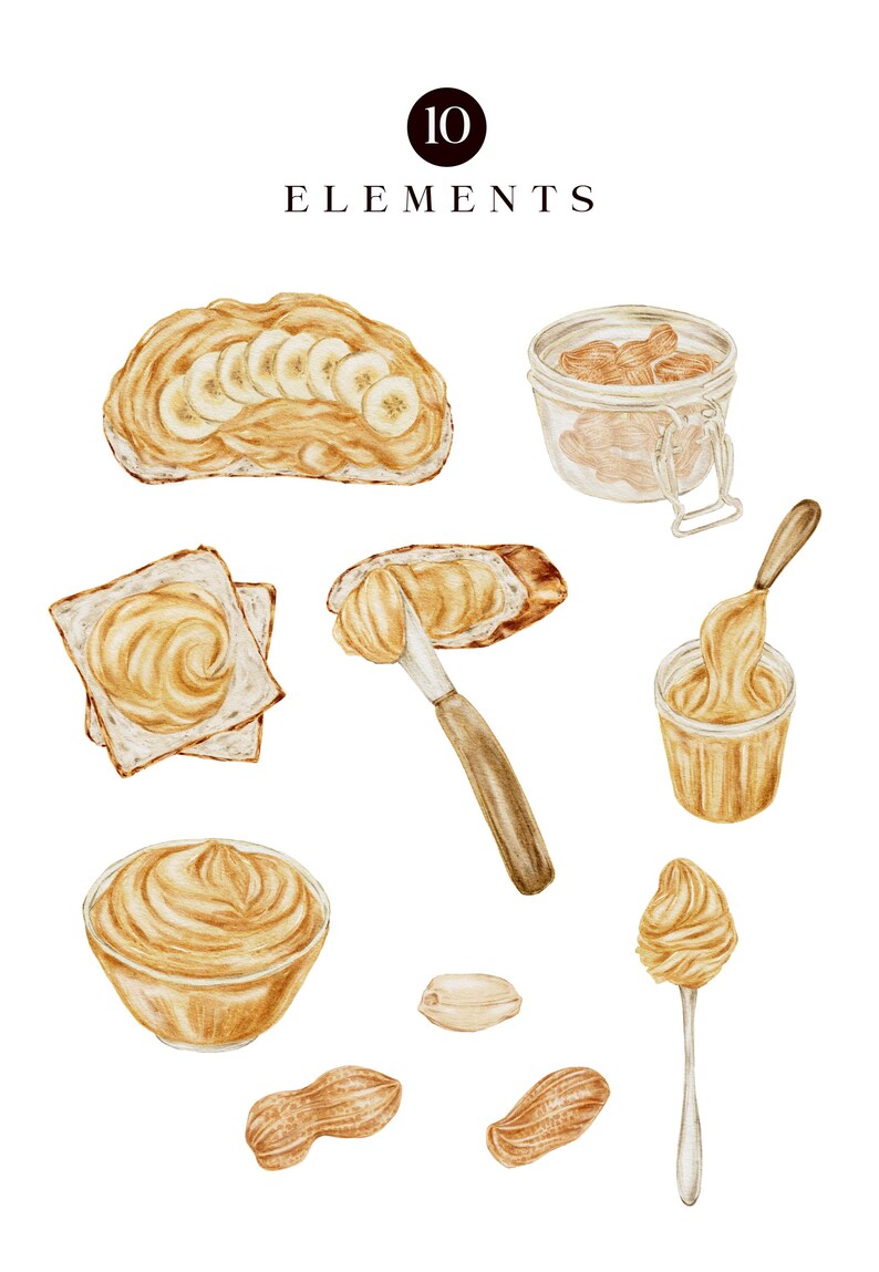Watercolor Peanut Butter Clipart, Watercolor Peanut, Food Clipart ...