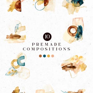 Watercolor Modern Abstract Clipart, Abstract Shapes Clipart, Luxury ...