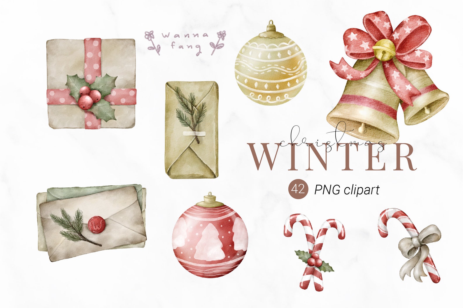 Cozy Christmas Watercolor Clipart Set Christmas Ornaments - Etsy