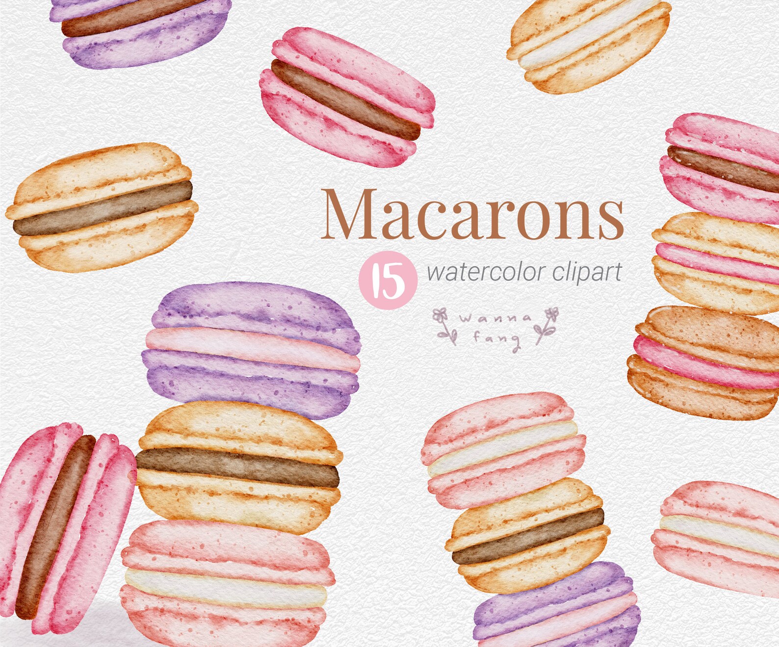 Macarons Clipart Watercolour, Cookie Clip Art, French Macarons, Instant ...