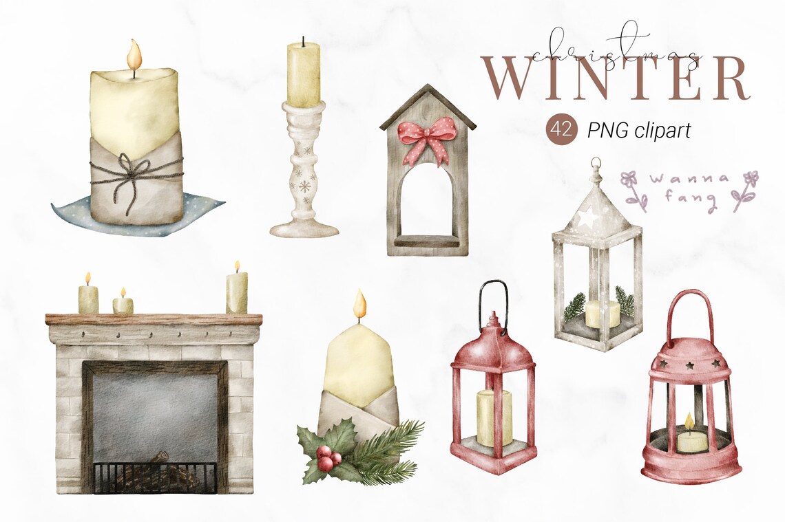 Cozy Christmas Watercolor Clipart Set Christmas Ornaments - Etsy