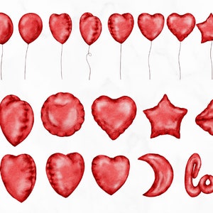 Watercolor Valentine Balloons Clipart, Red Balloons, Party, Instant ...