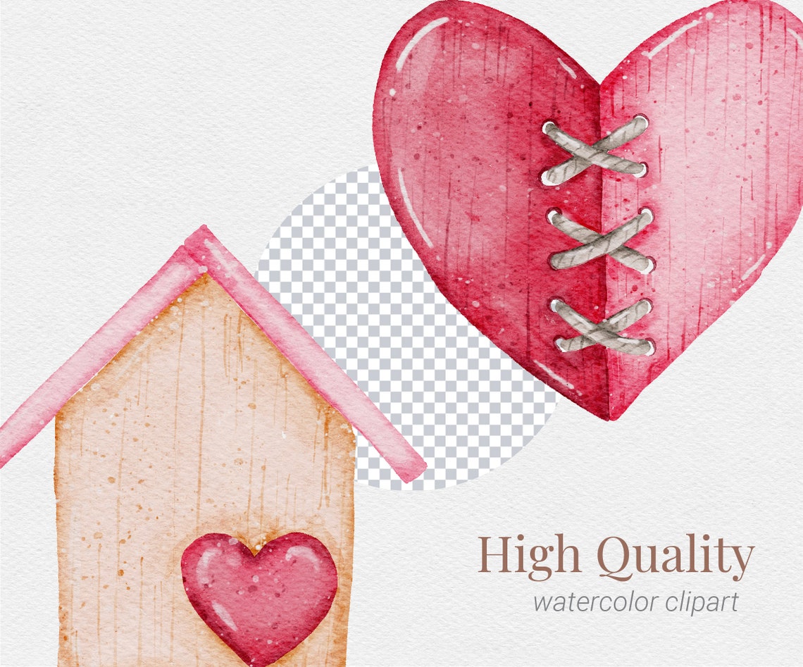 Big Set Valentine's Day Watercolor Clipart, Valentine's Day Element ...