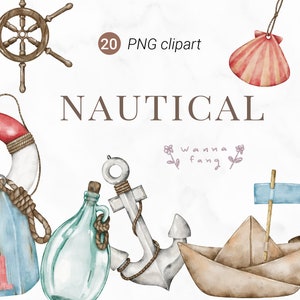 Watercolor Nautical Clipart, Nautical Decor, Marine Clipart, Summer ...