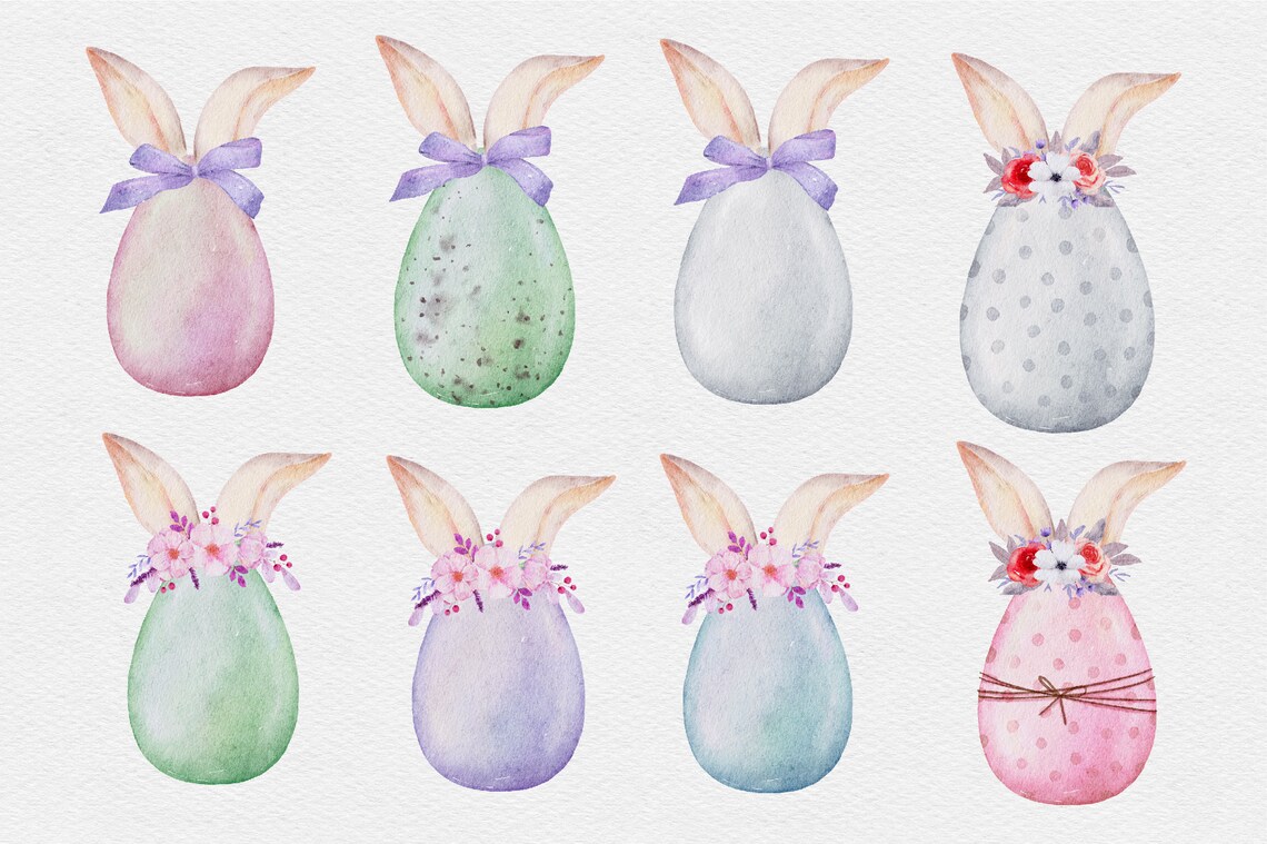 Watercolor Easter Eggs Clipart Instant Download PNG - Etsy