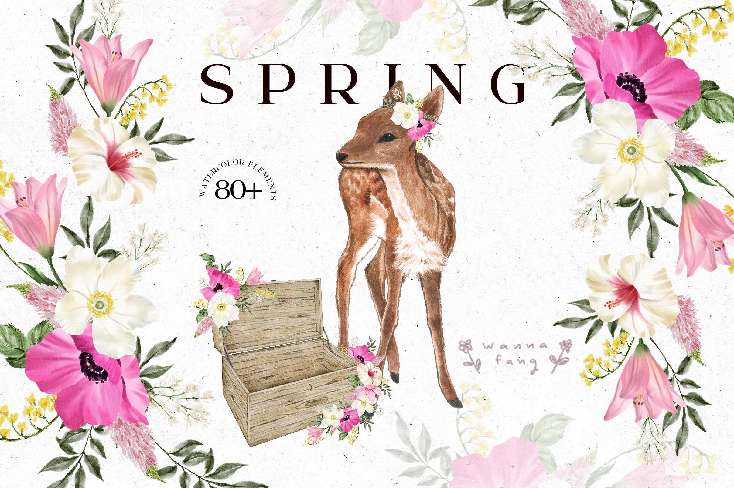 Spring Clipart Watercolor, Spring Png, Spring Floral Clipart, Flowers ...