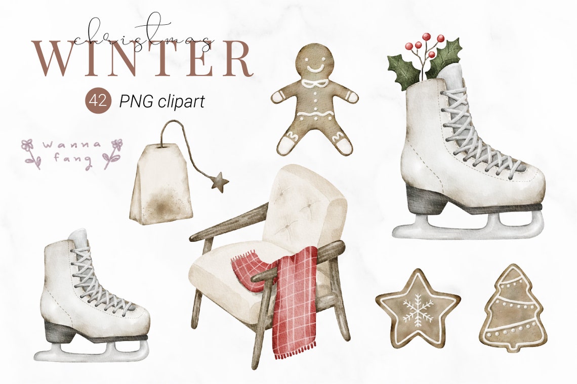 Cozy Christmas Watercolor Clipart Set Christmas Ornaments - Etsy