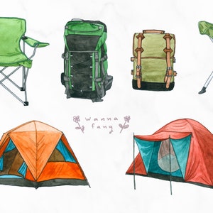 Watercolor Camping Clipart, Travel Clipart, Adventure, Camp Fire ...