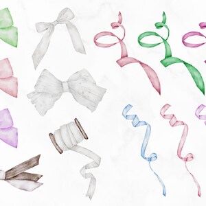 Watercolor Ribbon Bow Clipart Collection, Instant Download, PNG - Etsy