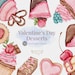 Valentine Waffle Cones Watercolor Clipart, Valentine's Day Element ...