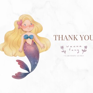 Watercolor Cute Mermaid Clipart, Little Mermaid, Girl, Fairy Tale ...