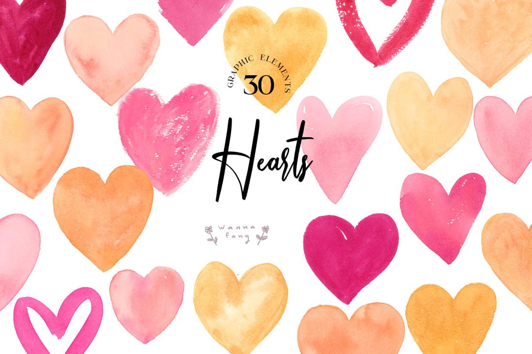 Watercolor Heart Clipart, Pink Heart, Love Clipart, Valentine ...