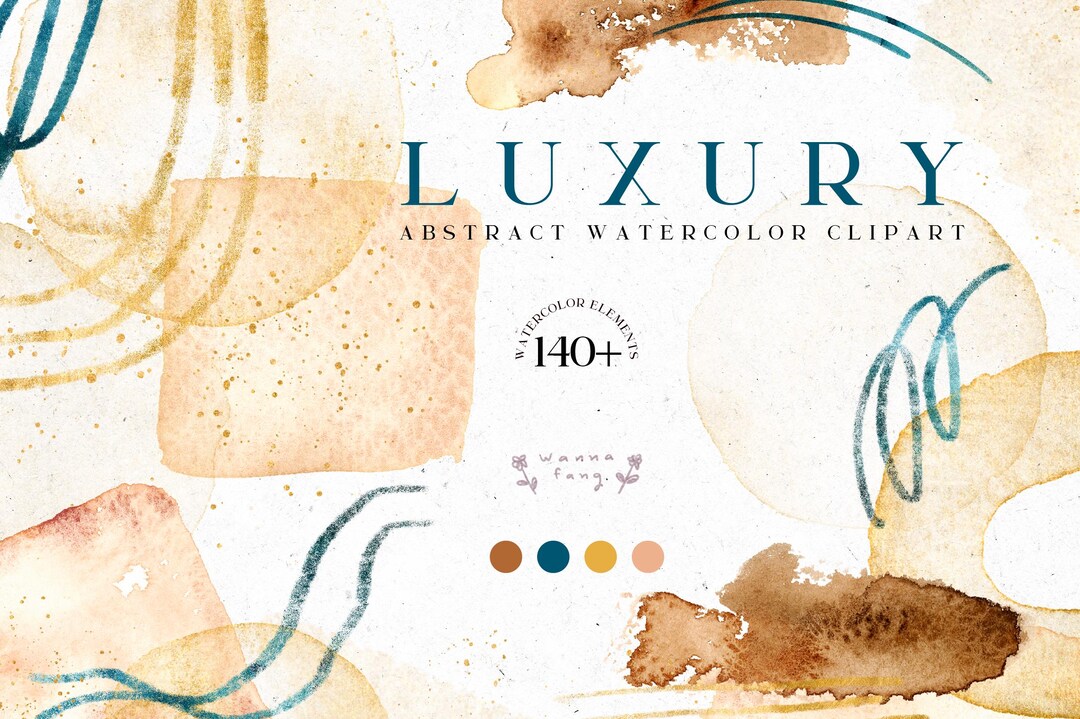 Watercolor Modern Abstract Clipart, Abstract Shapes Clipart, Luxury ...