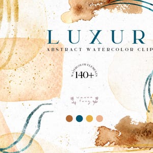 Watercolor Modern Abstract Clipart, Abstract Shapes Clipart, Luxury ...