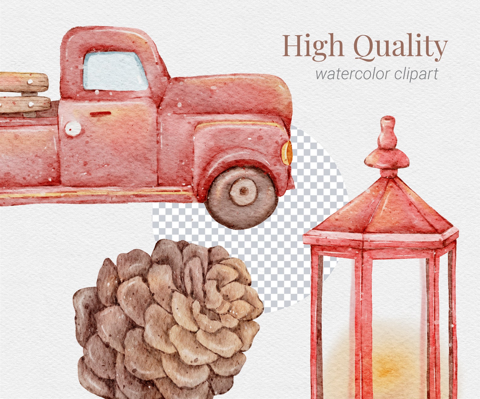 Christmas Watercolor Clipart Bundle, Christmas Element Clipart ...