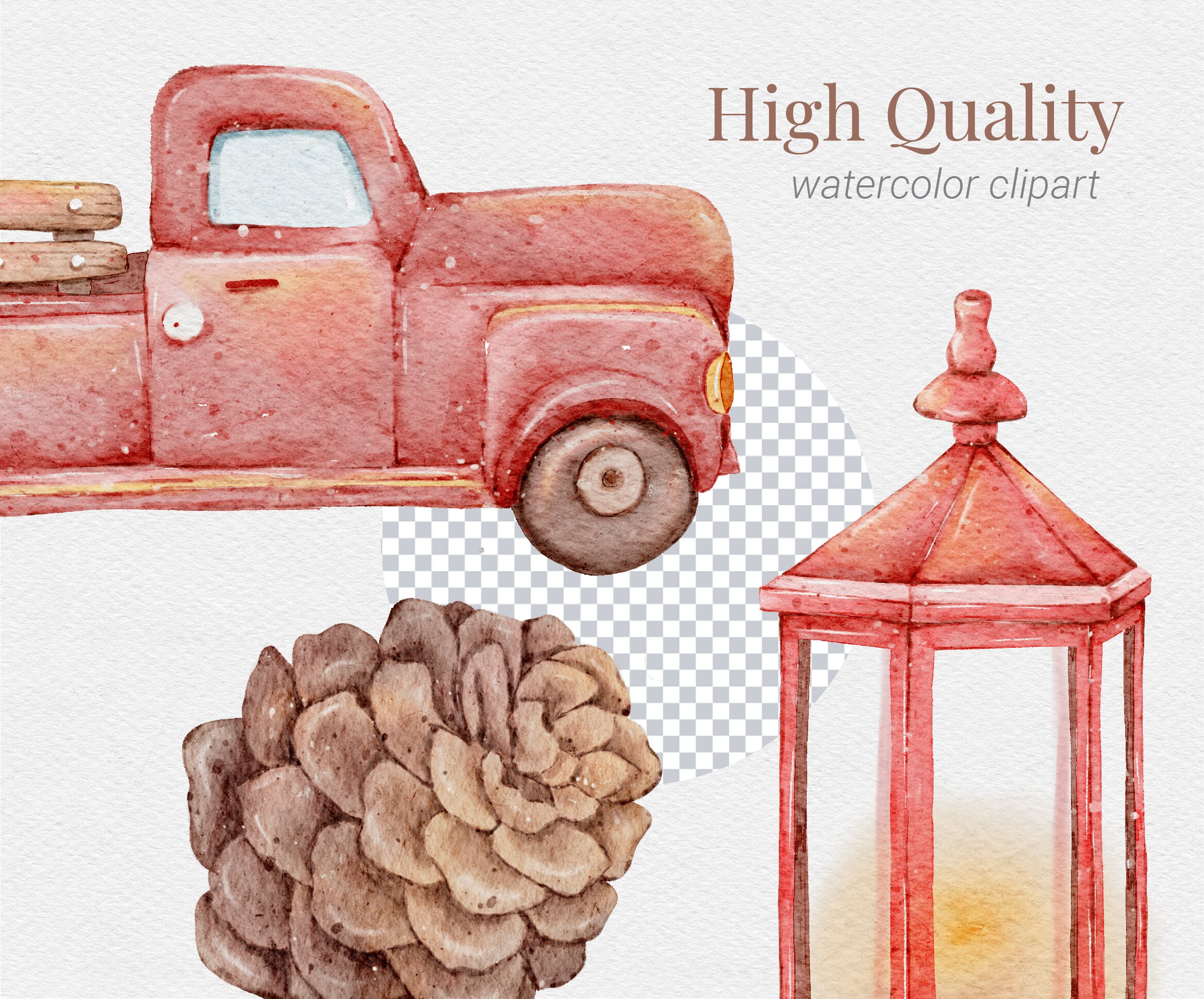 Christmas Watercolor Clipart Bundle, Christmas Element Clipart ...