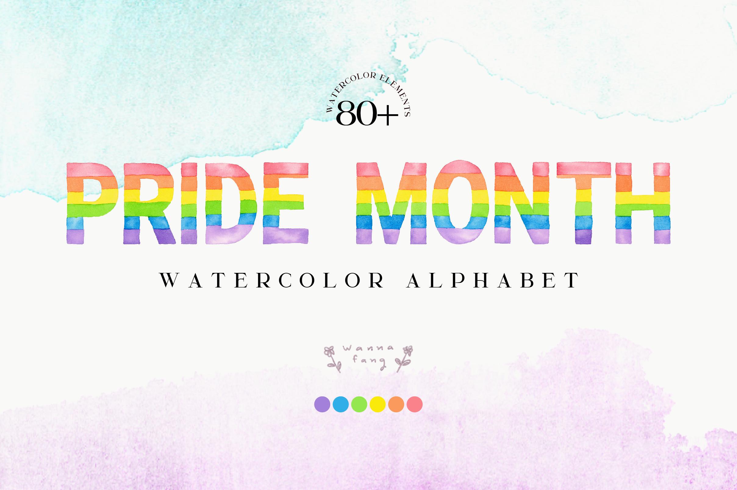 Pride Month Watercolor Alphabet Clipart: Rainbow Letters (PNG, Instant ...