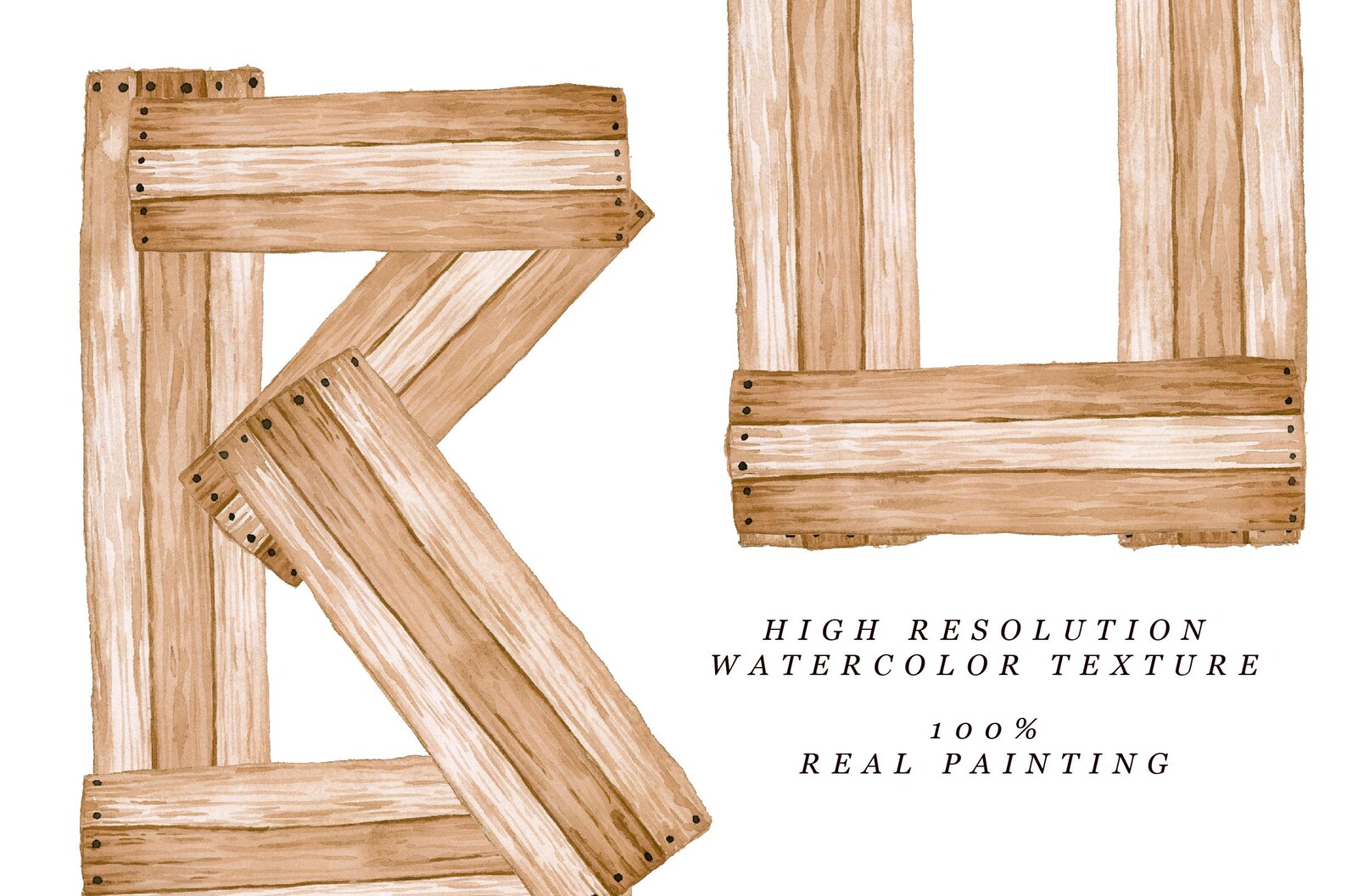 Watercolor Wooden Font Clipart, Brown Wood Font, Brown Font, Wedding ...
