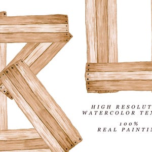 Watercolor Wooden Font Clipart, Brown Wood Font, Brown Font, Wedding ...