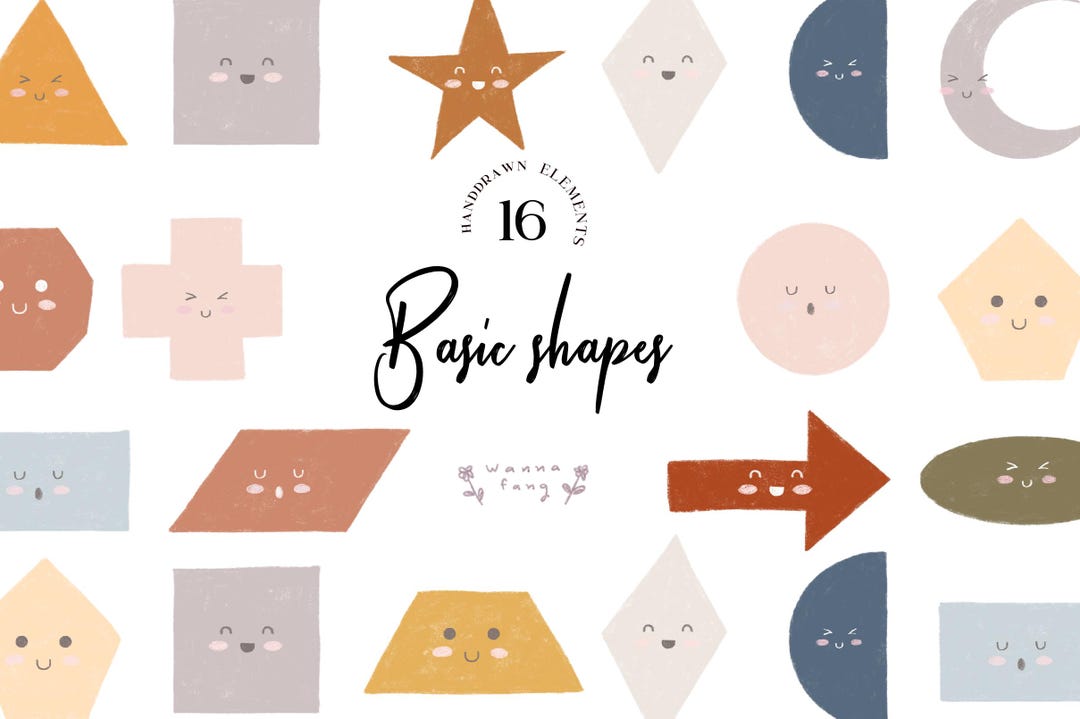 Colorful Shapes Clipart, Nursery Decor, Rainbow Shapes, Geometric ...