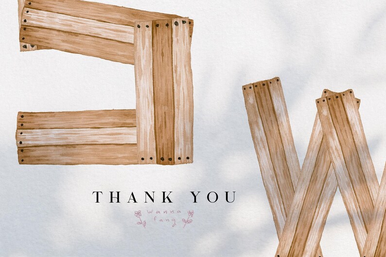 Watercolor Wooden Font Clipart, Brown Wood Font, Brown Font, Wedding ...