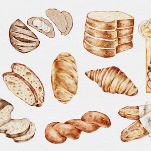 Bread and Bakery Watercolor Clipart, Bake, Donut, Cookie, Instant ...