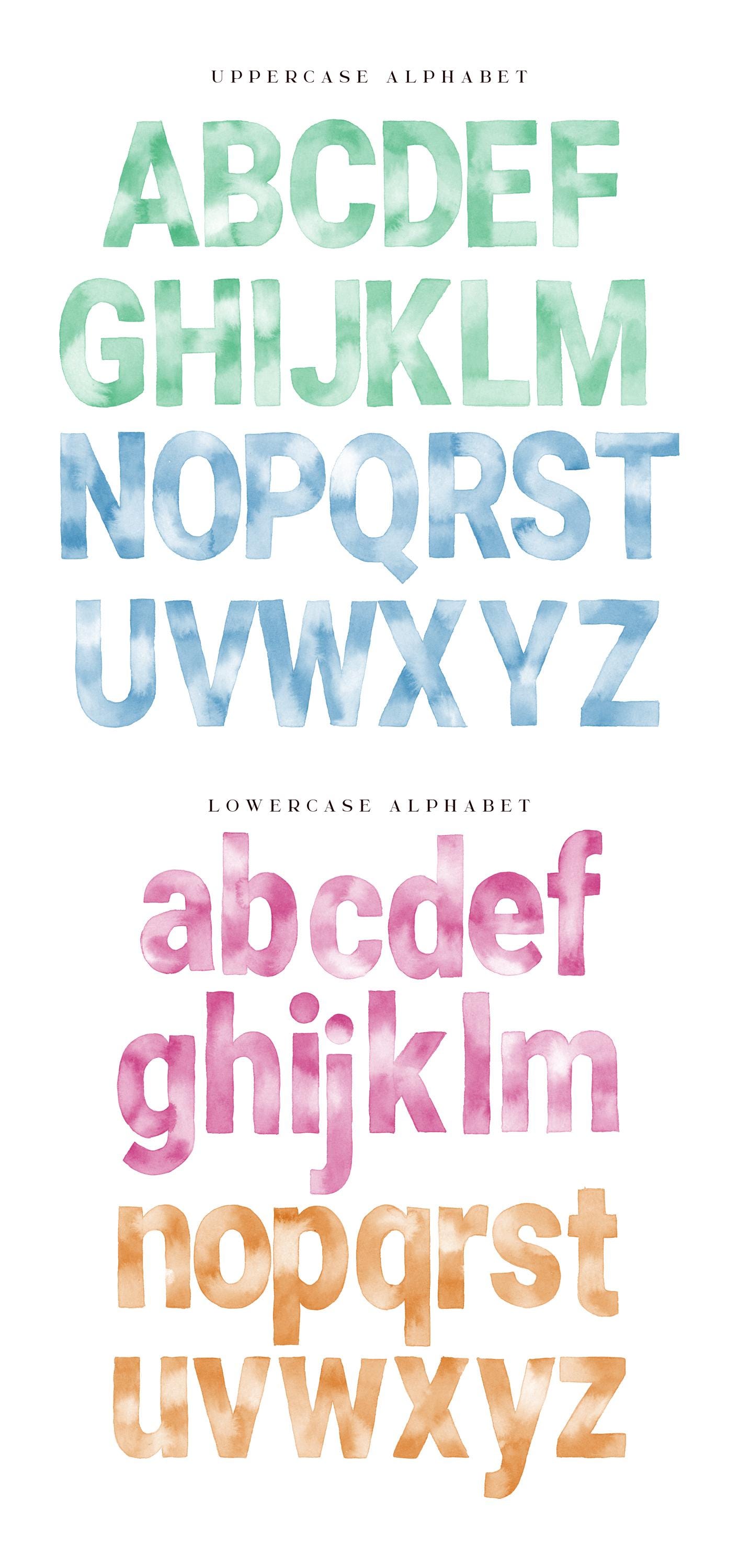 Watercolor Rainbow Alphabet Clipart: Kids Font (digital PNG) - Etsy
