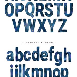 Galaxy Watercolor Alphabet Clipart, Galaxy Letters and Numbers, Space ...