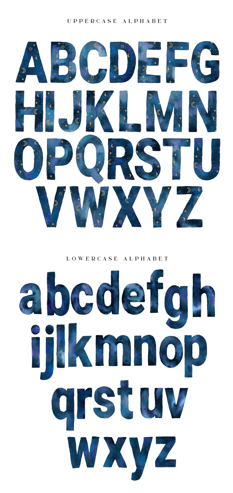 Galaxy Watercolor Alphabet Clipart, Galaxy Letters and Numbers, Space ...