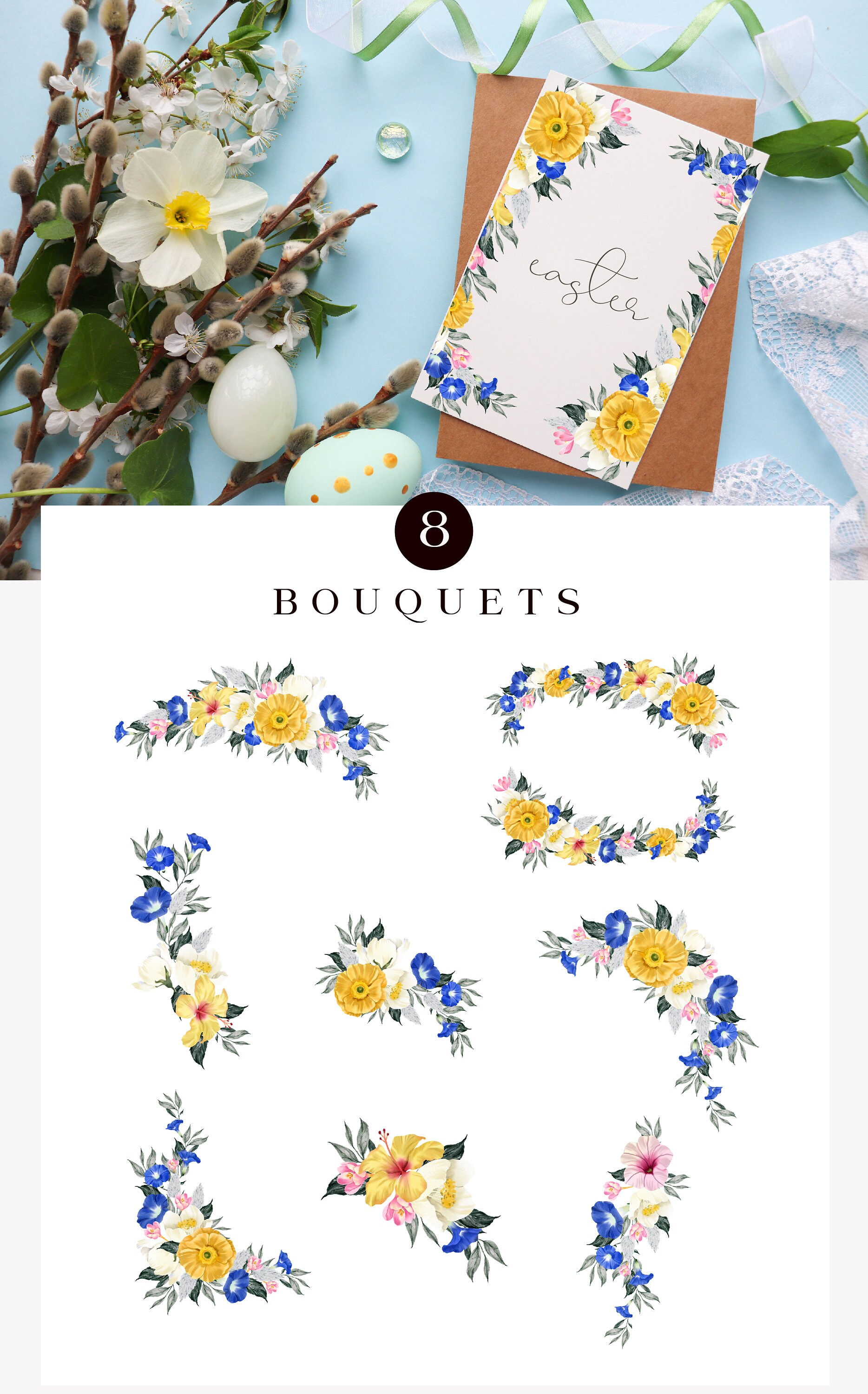 Spring Clipart Watercolor, Spring Png, Spring Floral Clipart, Flowers ...