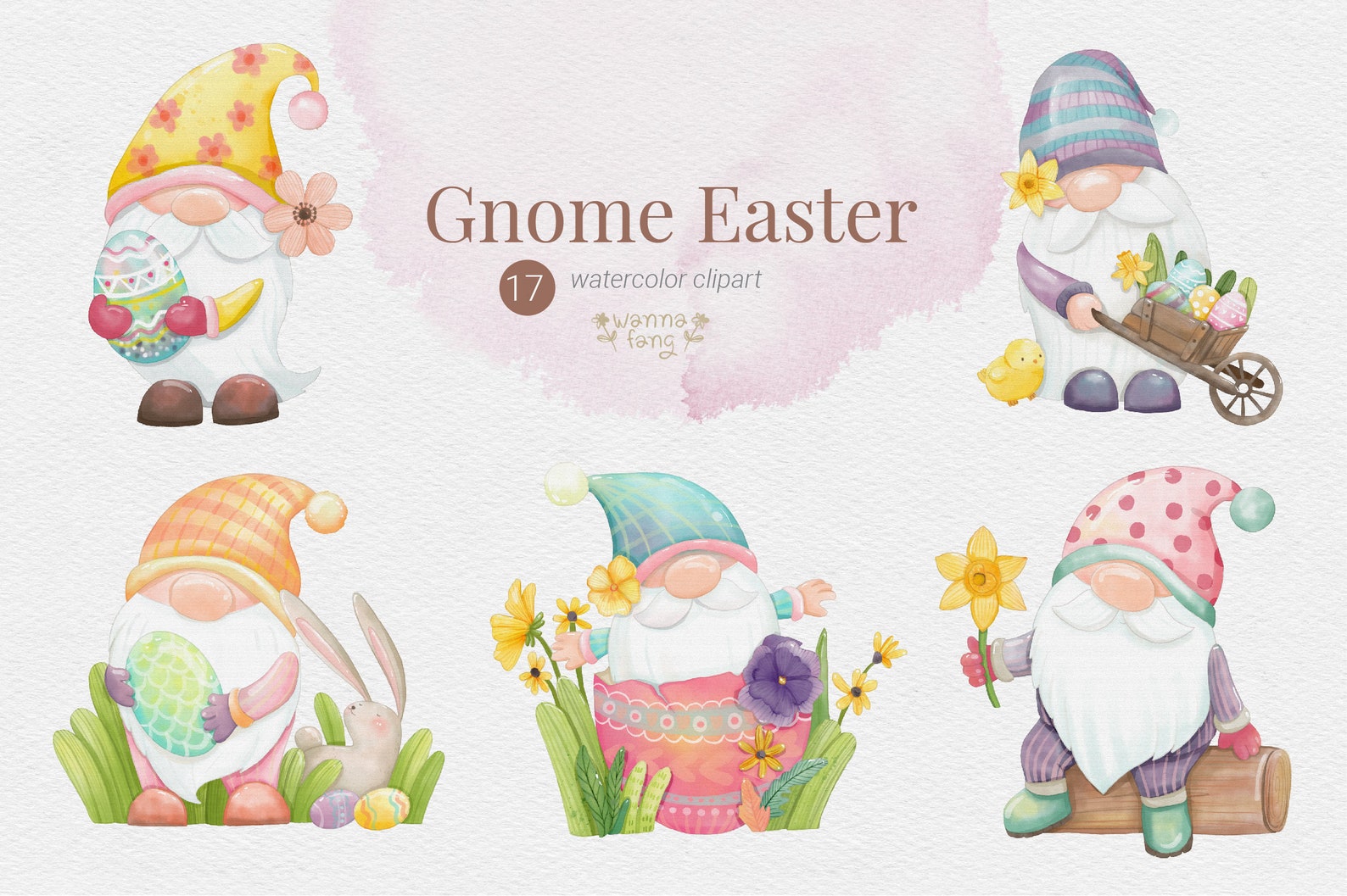 Watercolor Easter Gnome Clipart, Instant Download, PNG - Etsy
