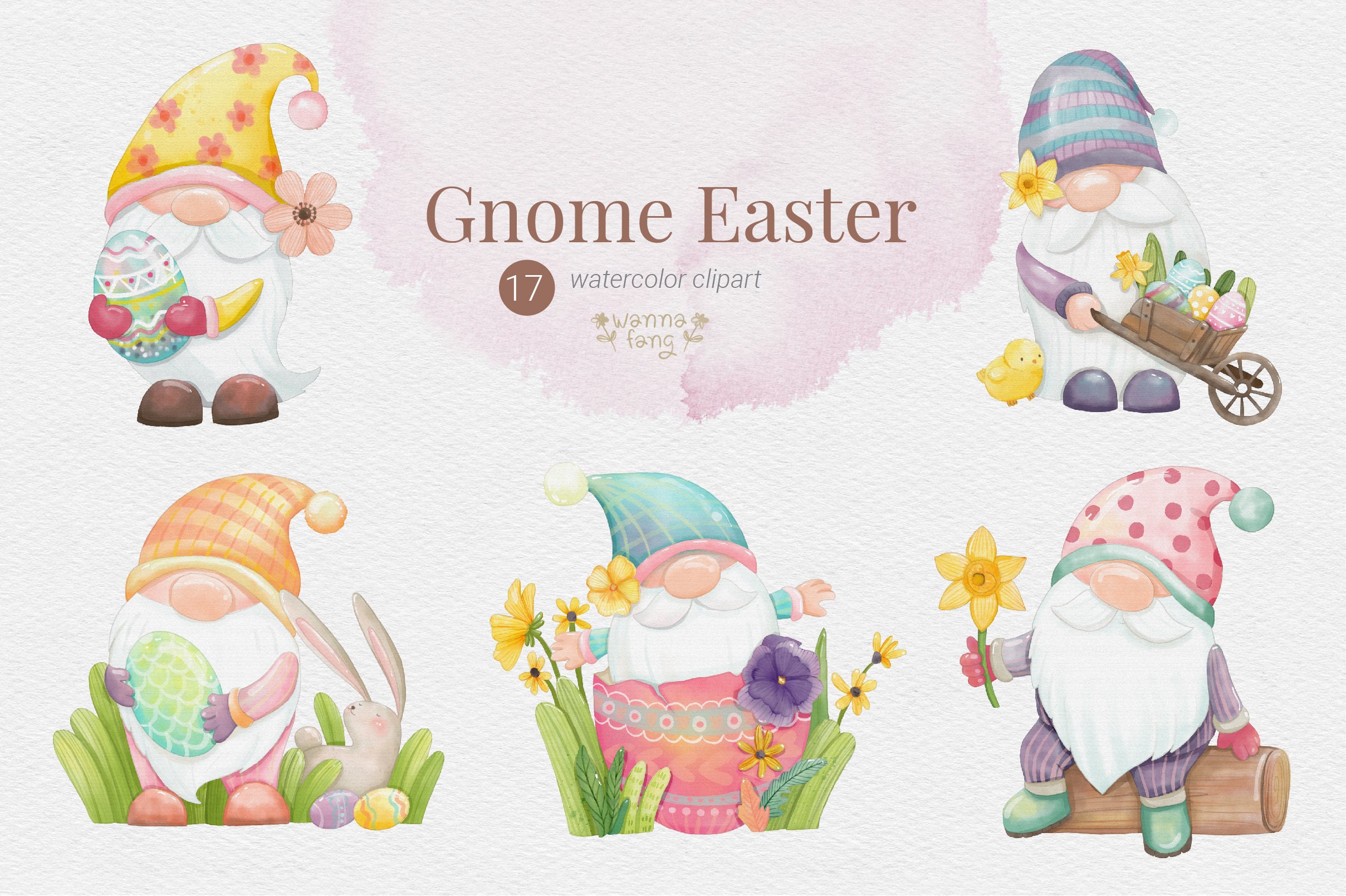 Watercolor Easter Gnome Clipart, Instant Download, PNG - Etsy