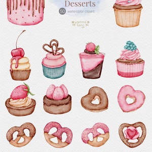 Valentine's Day Dessert Watercolor Clipart, Valentine's Day Element ...