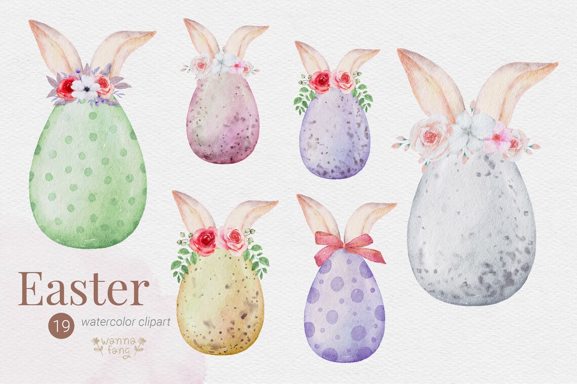 Watercolor Easter Eggs Clipart Instant Download PNG - Etsy