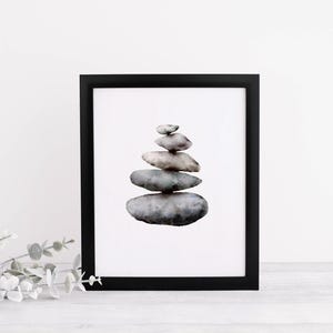 Watercolor Stone Balancing Clipart, Zen Stones, Wall Art, Rock, Spa ...