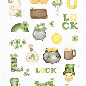 Saint Patrick Clipart Watercolor, Spring Clipart, Clover Clipart, Lucky ...