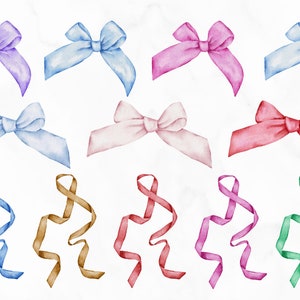Watercolor Ribbon Bow Clipart Collection, Instant Download, PNG - Etsy
