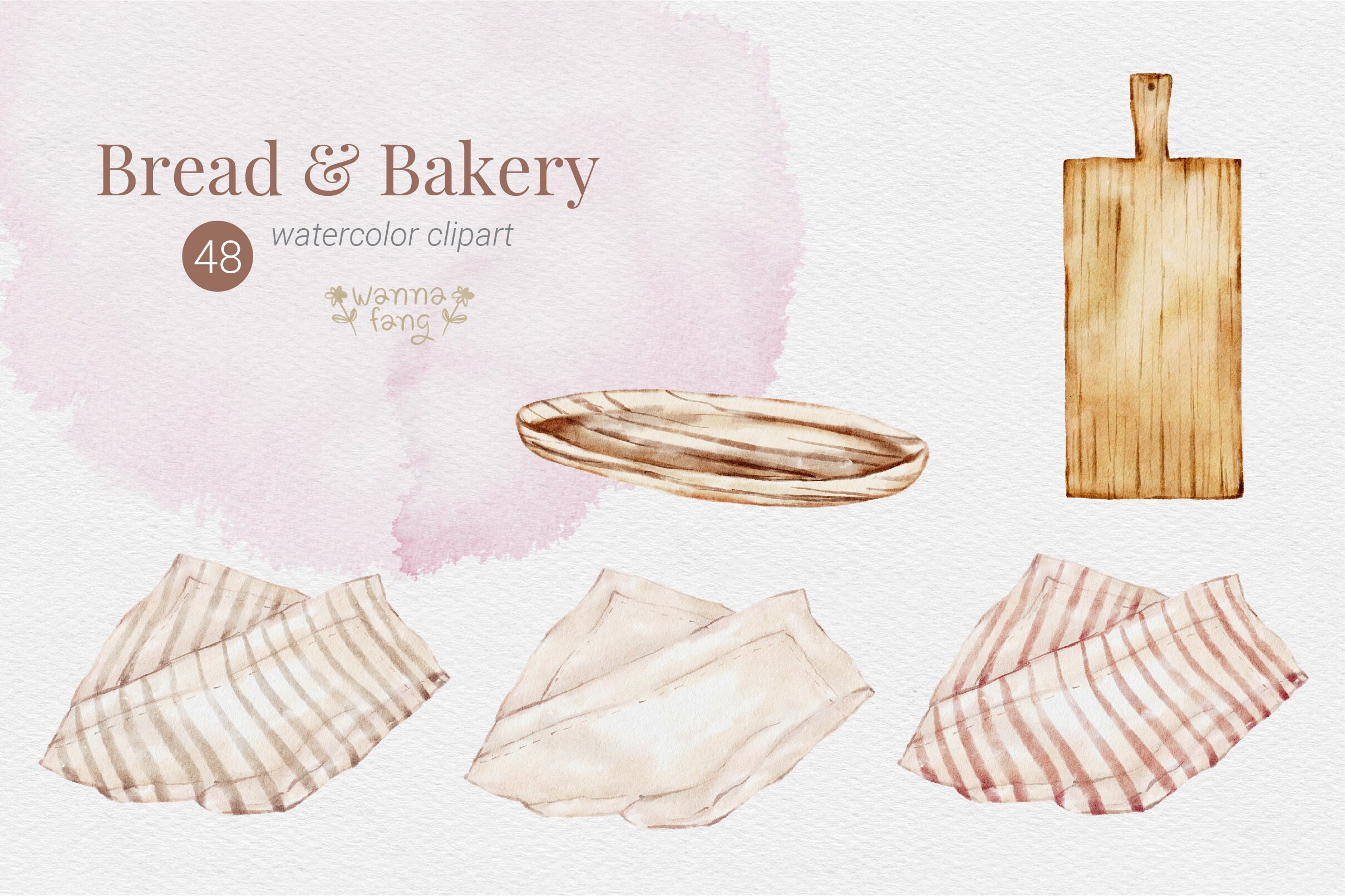 Bread and Bakery Watercolor Clipart Bake Donut Cookie - Etsy