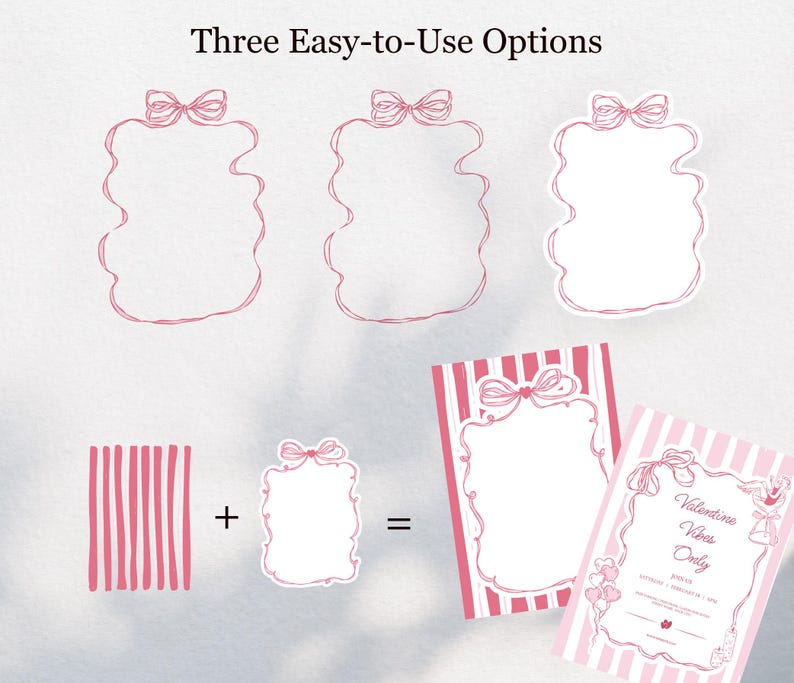 Coquette Valentine Ribbon Frame Clipart - Hand Drawn PNG, SVG, EPS ...
