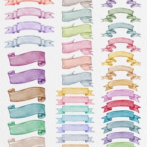 Ribbon Banner Watercolour Clipart, Vintage Ribbon,digital PNG File ...