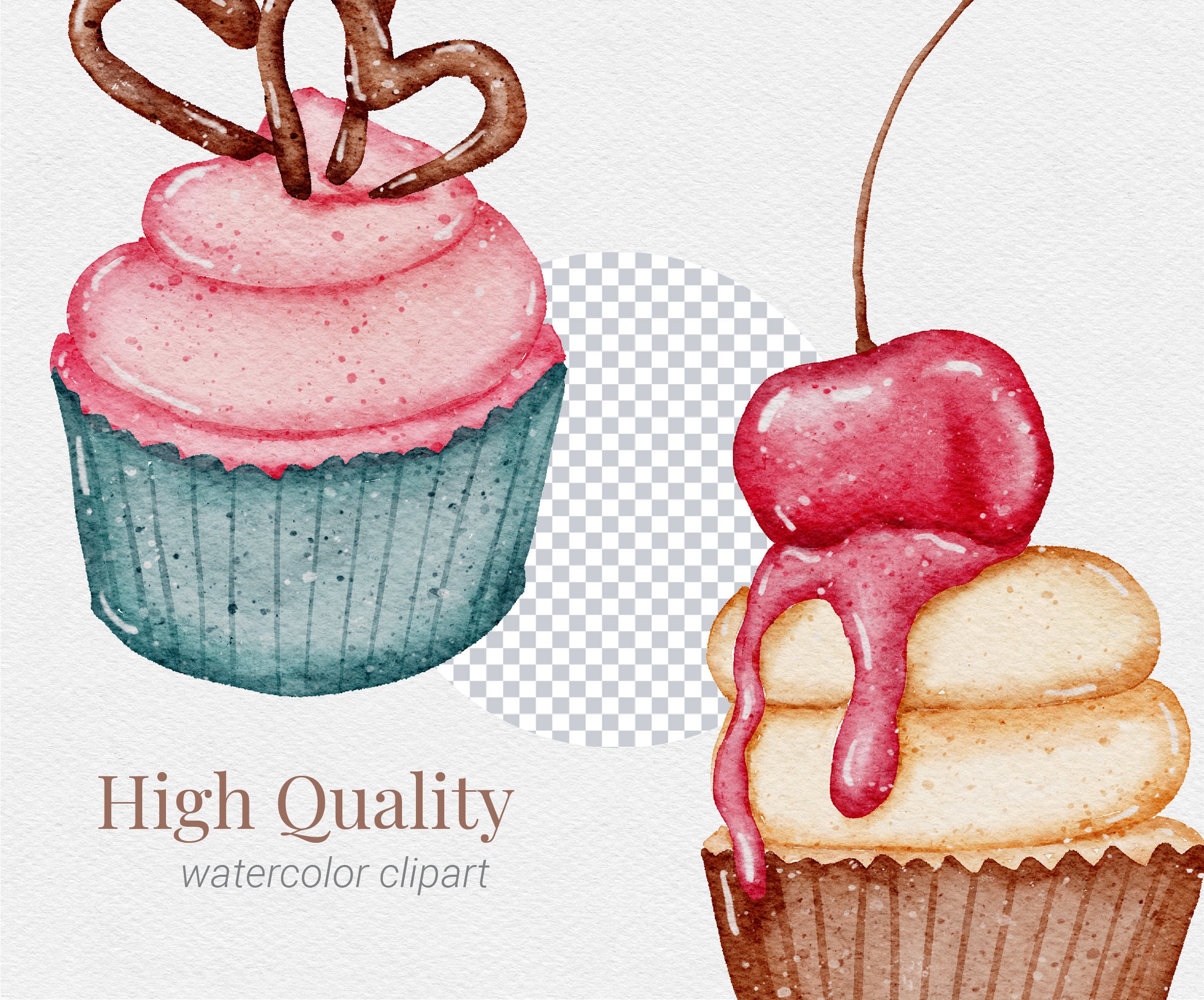 Valentine's Day Dessert Watercolor Clipart, Valentine's Day Element ...