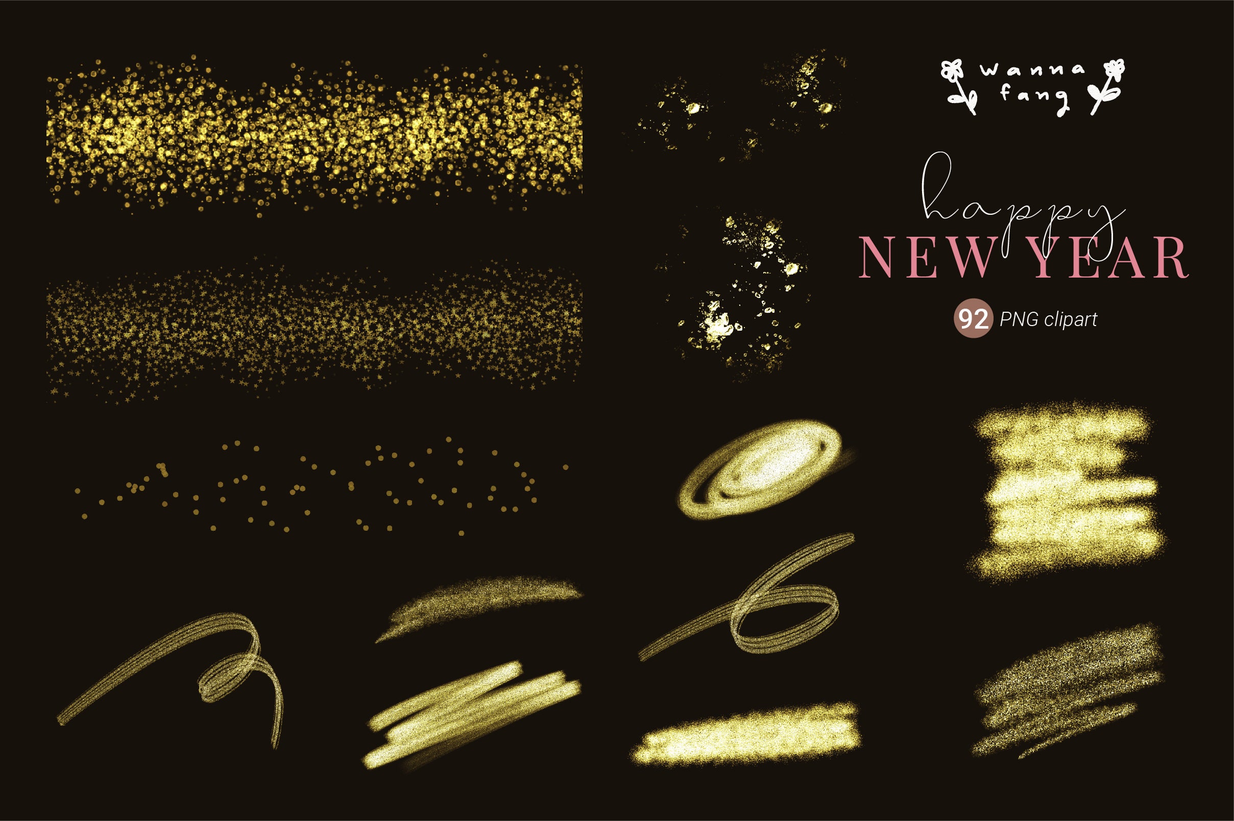 Watercolor Happy New Year Clipart: Christmas Ornaments (PNG, Instant ...