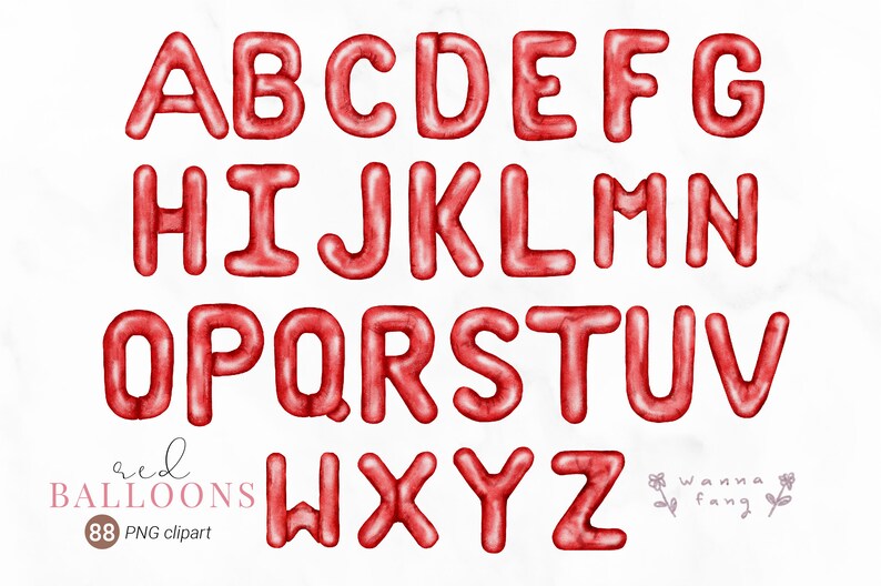 Watercolor Valentine Balloons Clipart, Red Balloons, Party, Instant ...